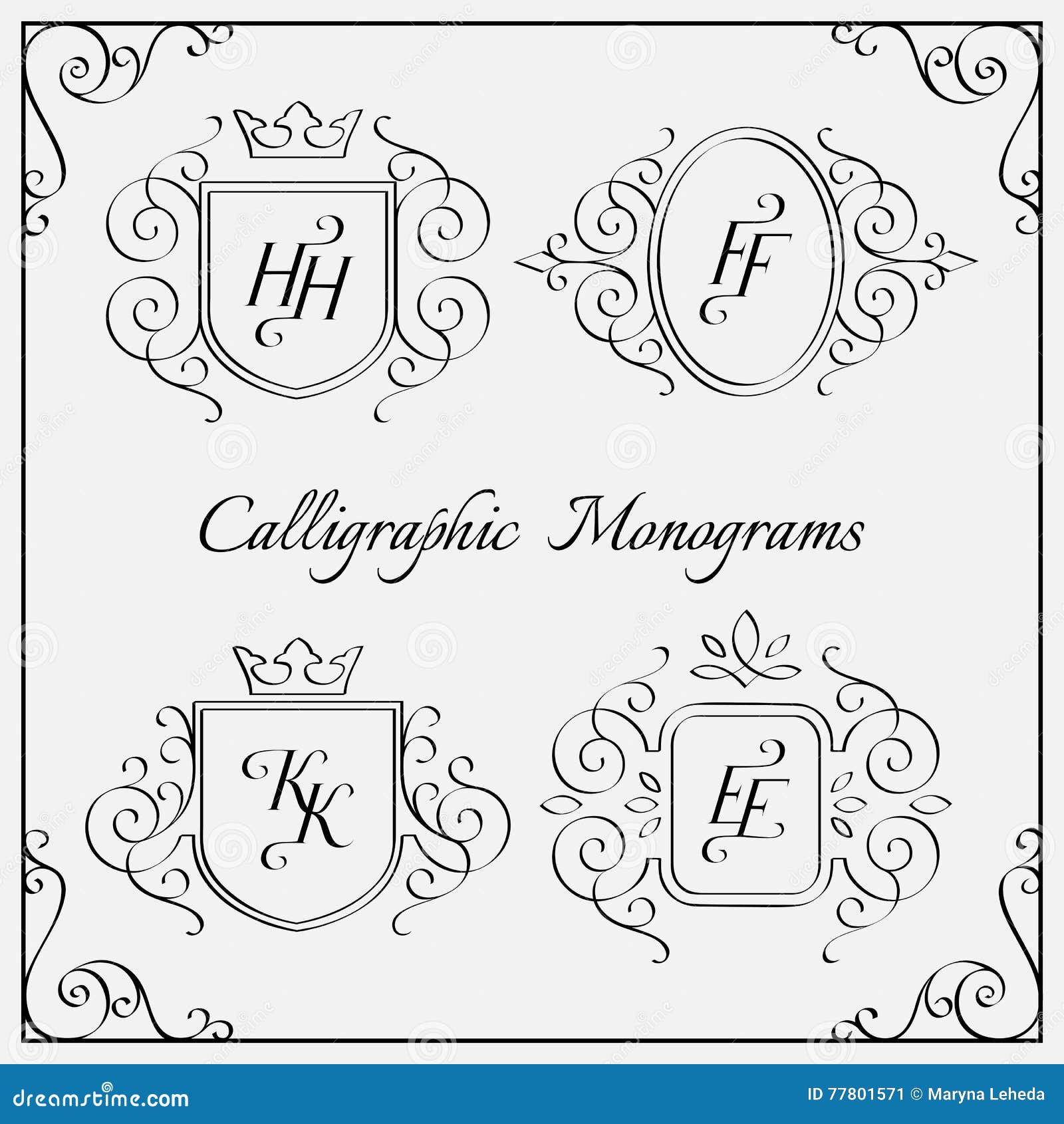 Monograms set stock vector. Illustration of decoration - 77801571