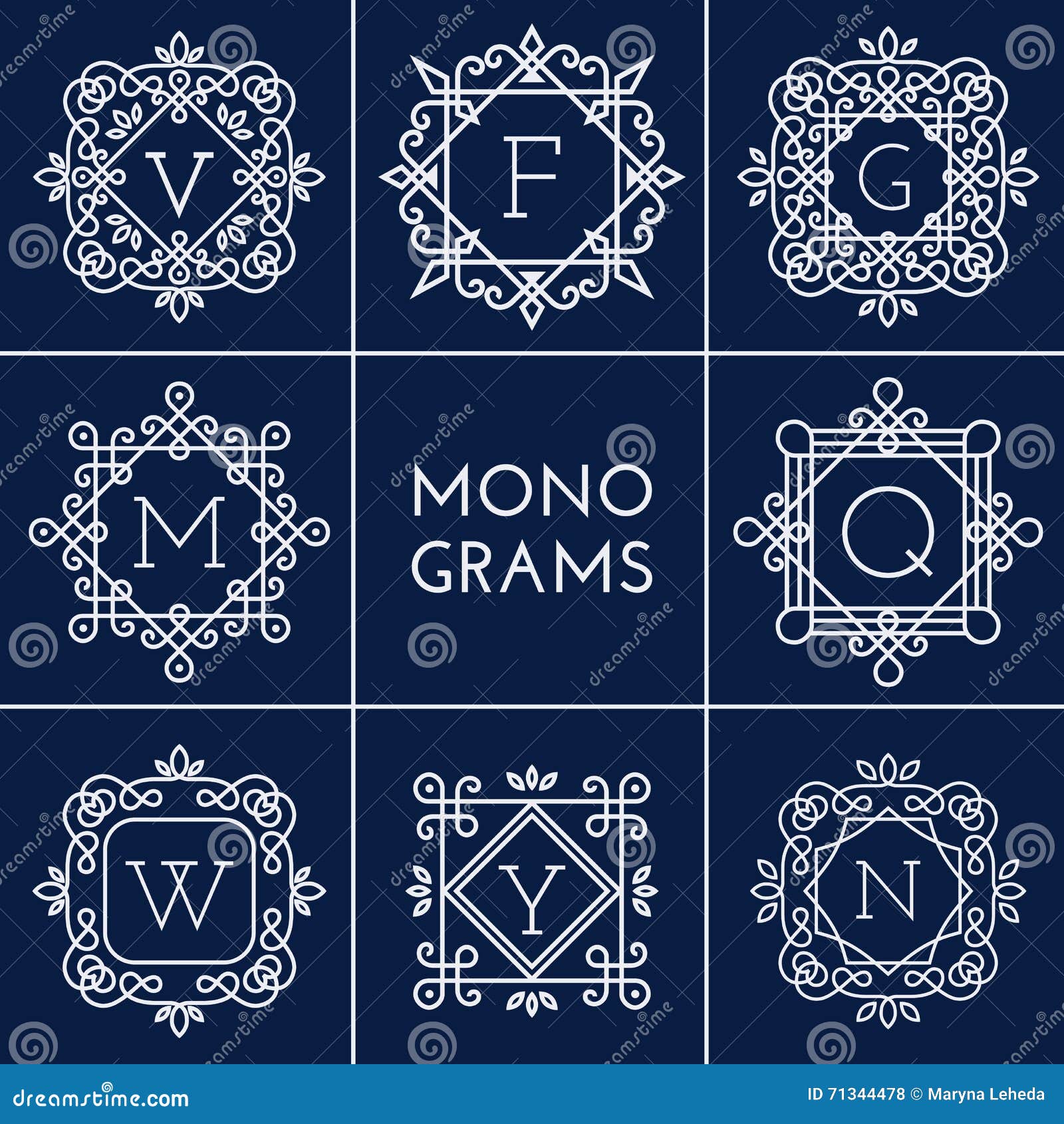 Monograms set stock vector. Illustration of linear, elegance - 71344478