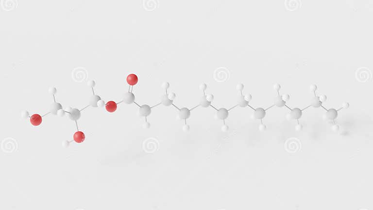Monolaurin Molecule 3d, Molecular Structure, Ball and Stick Model ...