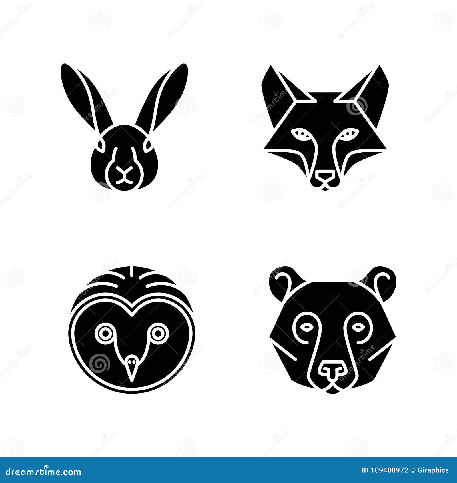 Monoline Animal Faces Cartoon Vector | CartoonDealer.com #109488965
