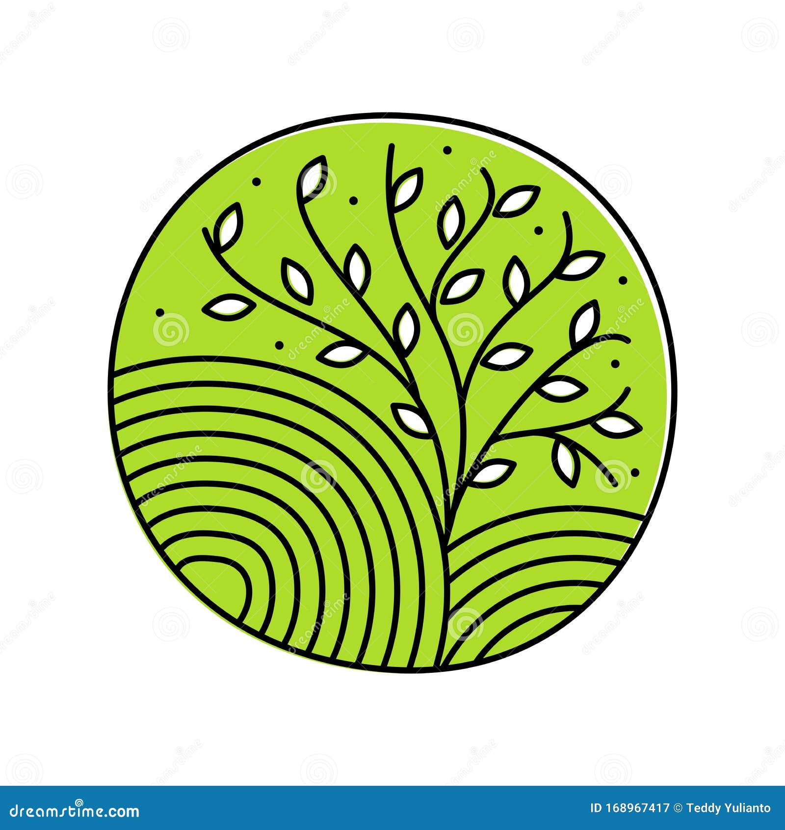 Monoline Circle Tree or Plant Stock Vector - Illustration of company ...