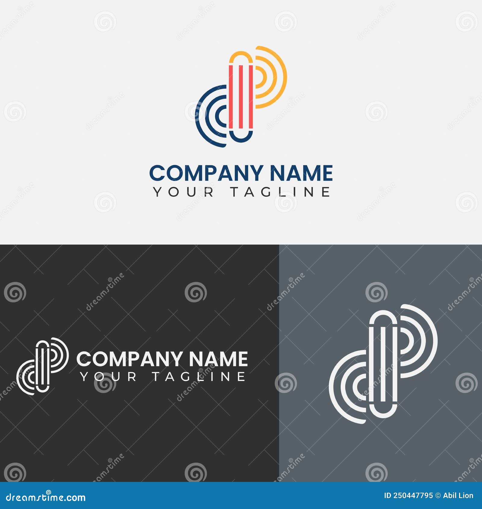 Monoline Colorful Logo Vector Illustration Stock Vector - Illustration ...