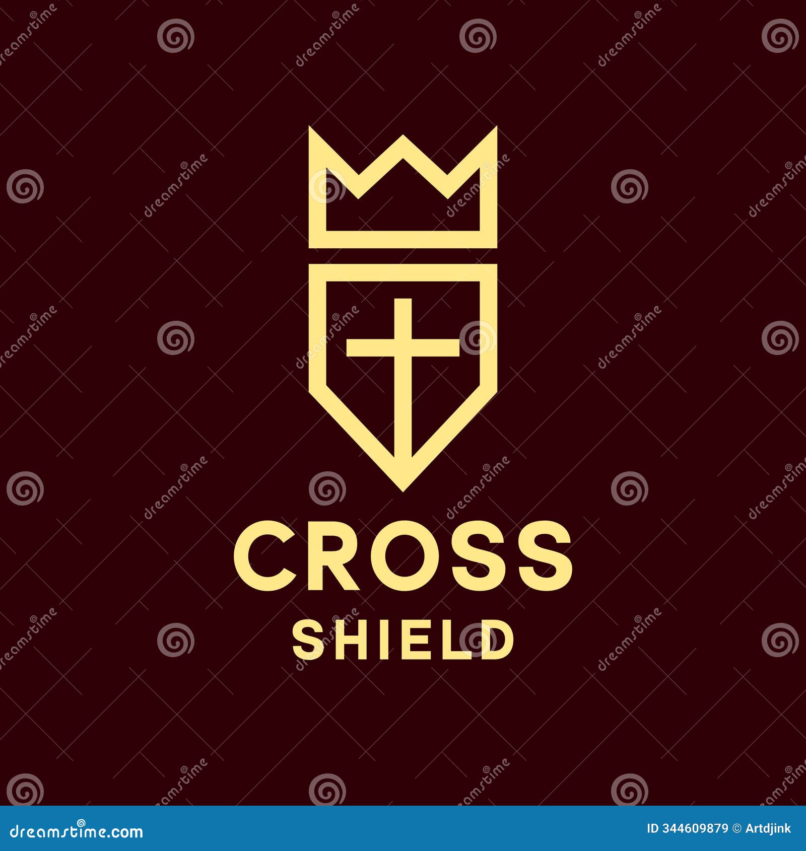 Monoline Crown Shield Cross Logo Symbol Design Vector Emblem Stock ...