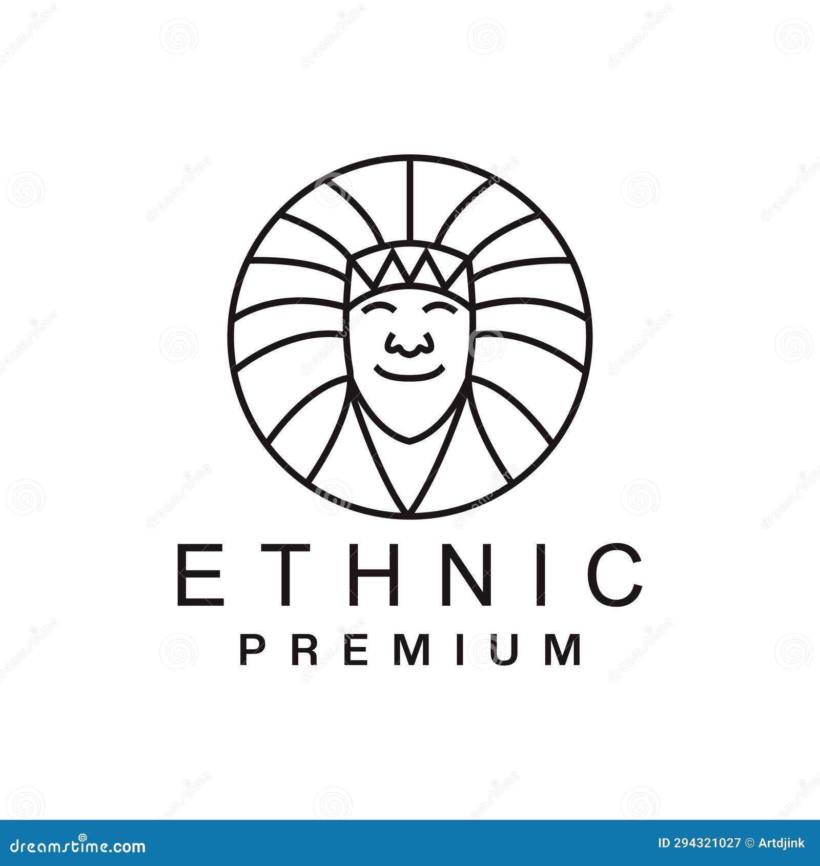 Monoline Ethnic Logo Design Vector Illustration Indian Native Symbol ...