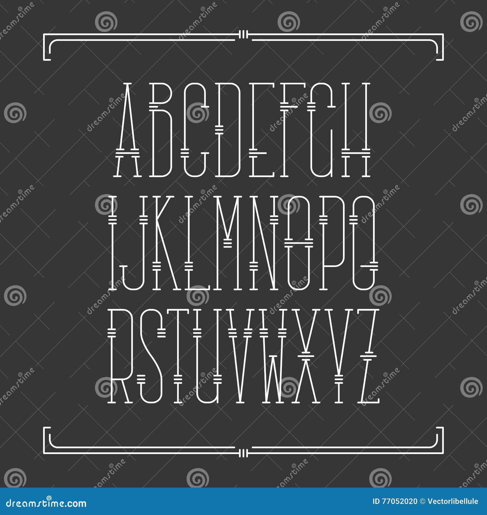 Monoline Serif Latin Alphabet. Stock Vector - Illustration of condensed ...