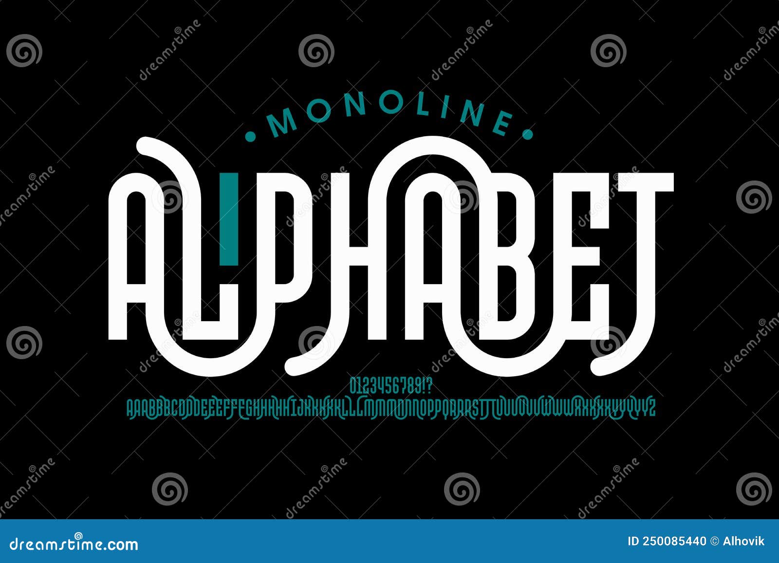 Monoline style font design stock vector. Illustration of line - 250085440