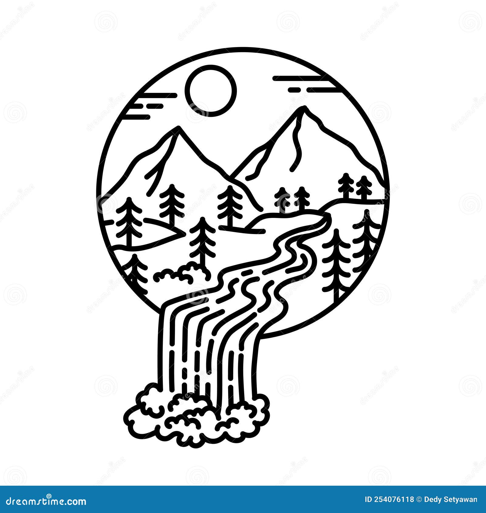 The Waterfall Logo Design Tamplate Cartoon Vector | CartoonDealer.com ...