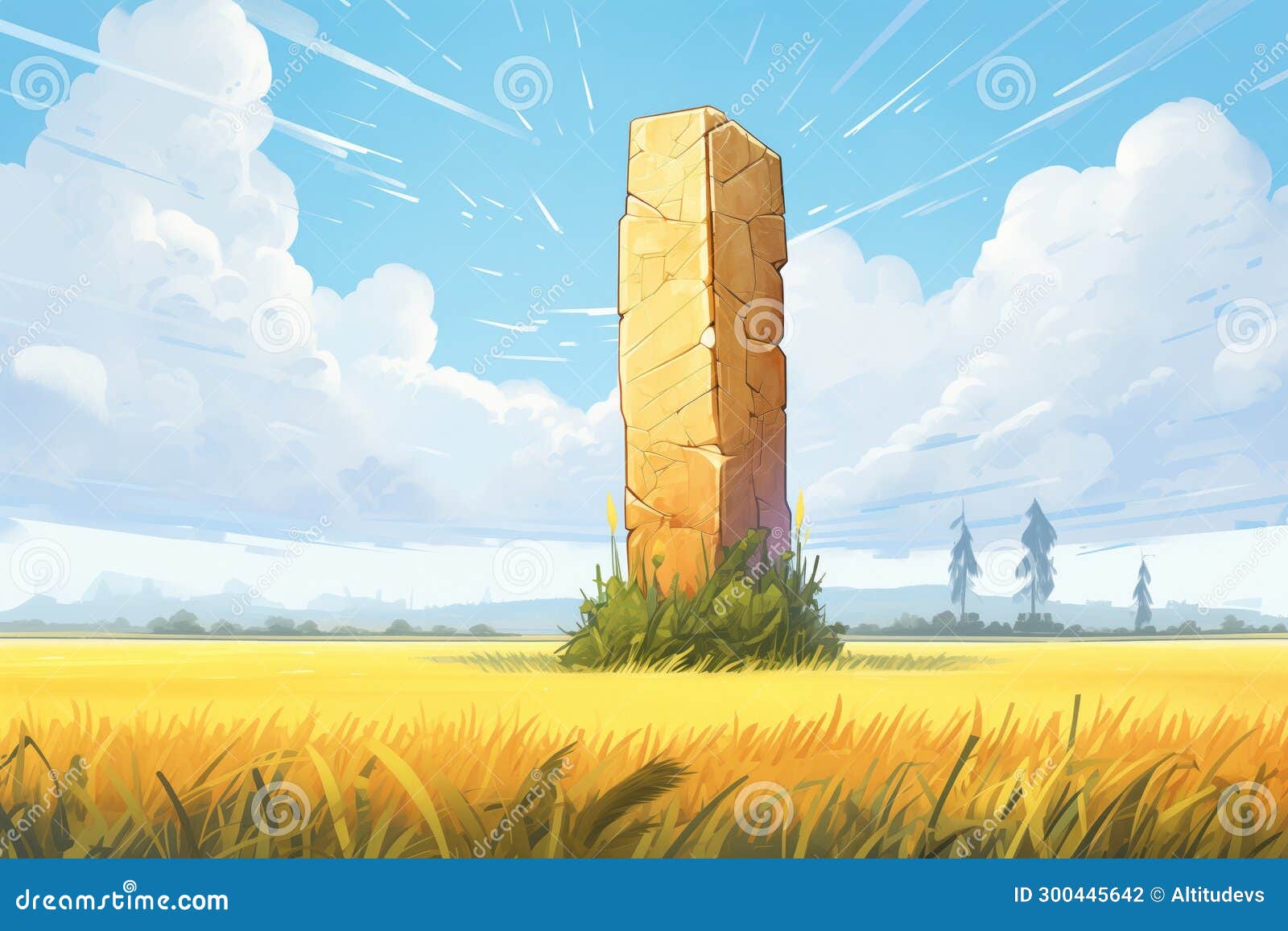 Monolith in a Field, Lightning Striking from Its Core Stock ...