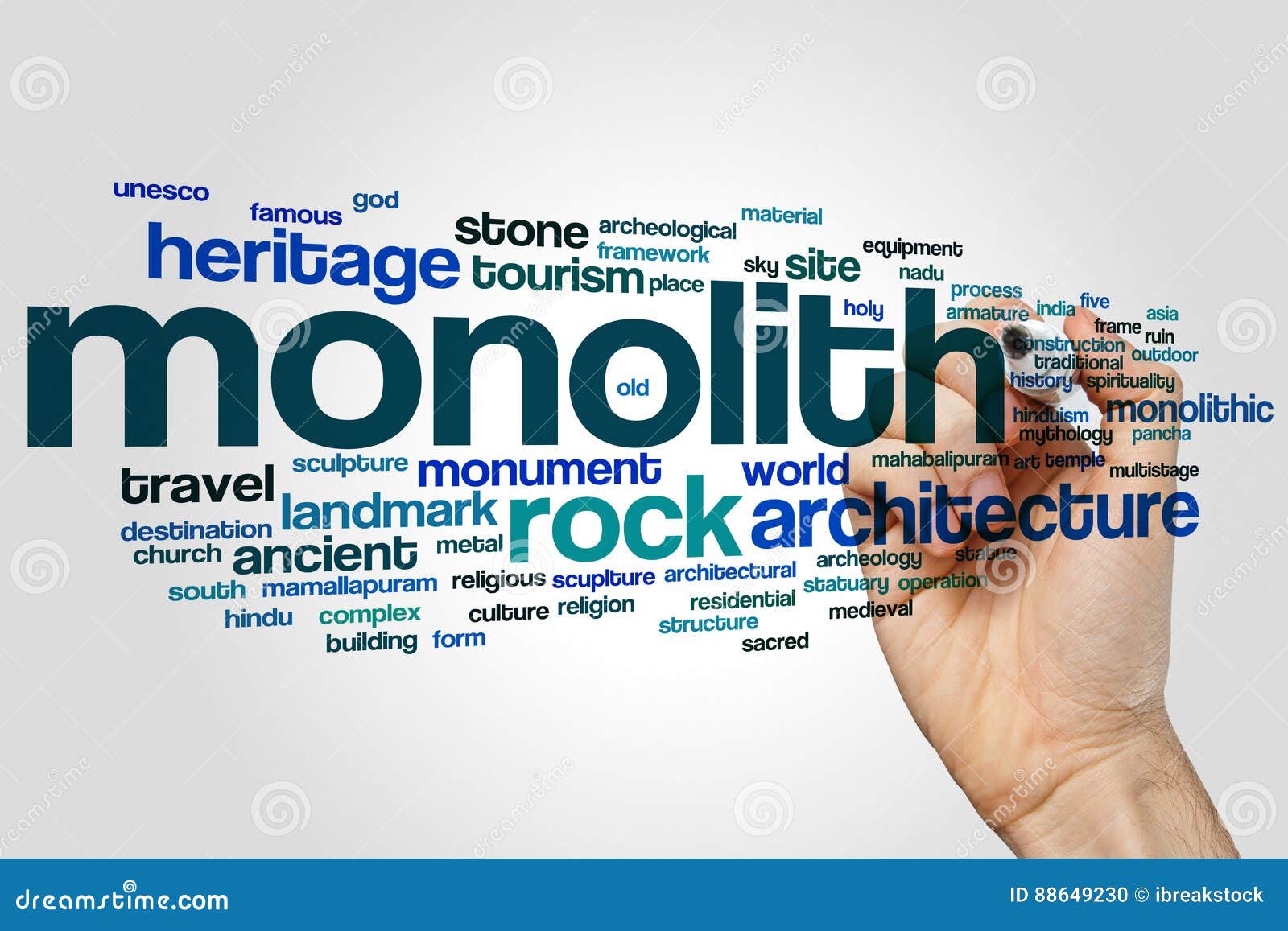 Monolith word cloud stock photo. Image of ruin, nadu - 88649230