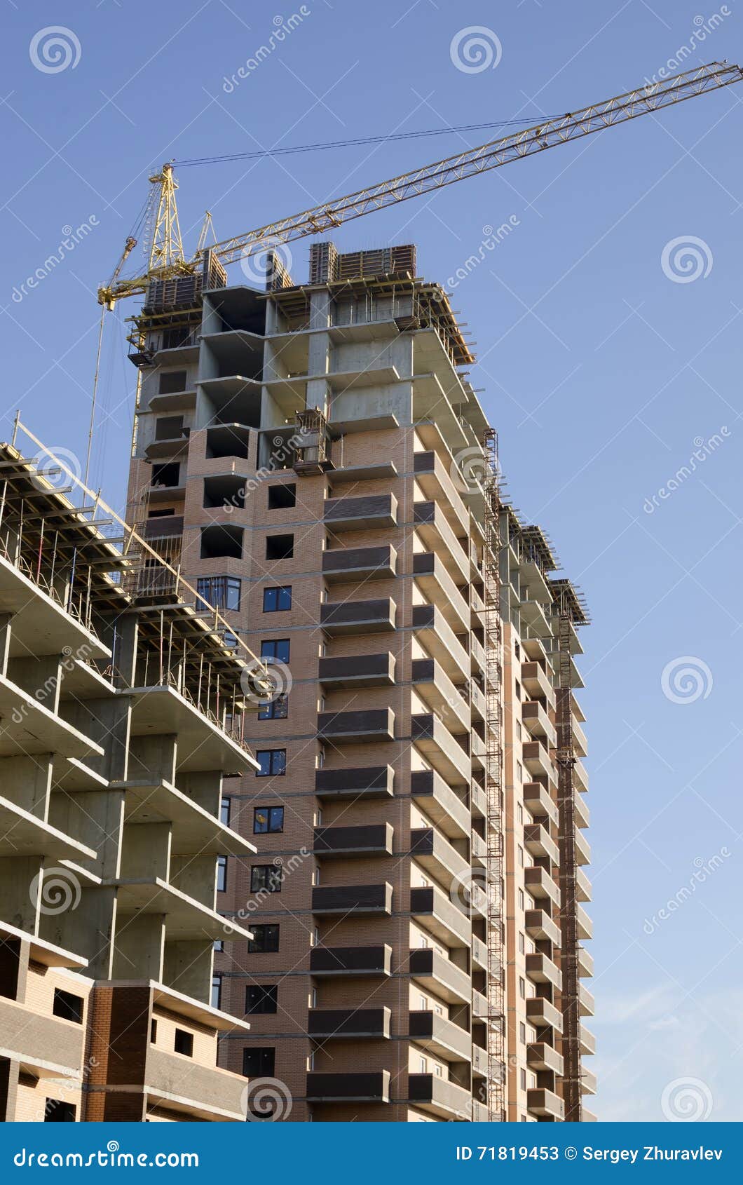 Monolithic Brick Building Technology. Stock Image - Image of balcony ...