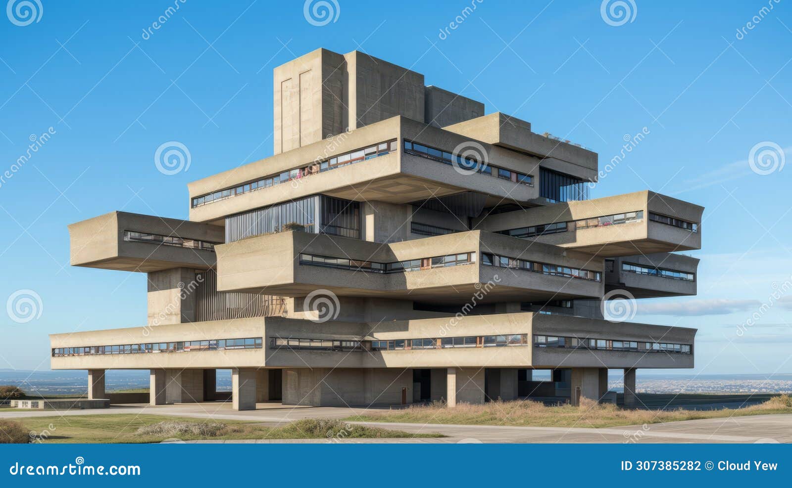 A Monolithic Brutalist Structure Rising Against a Clear Sky Stock ... A Monolithic Brutalist Structure Rising Against a Clear Sky Stock ...