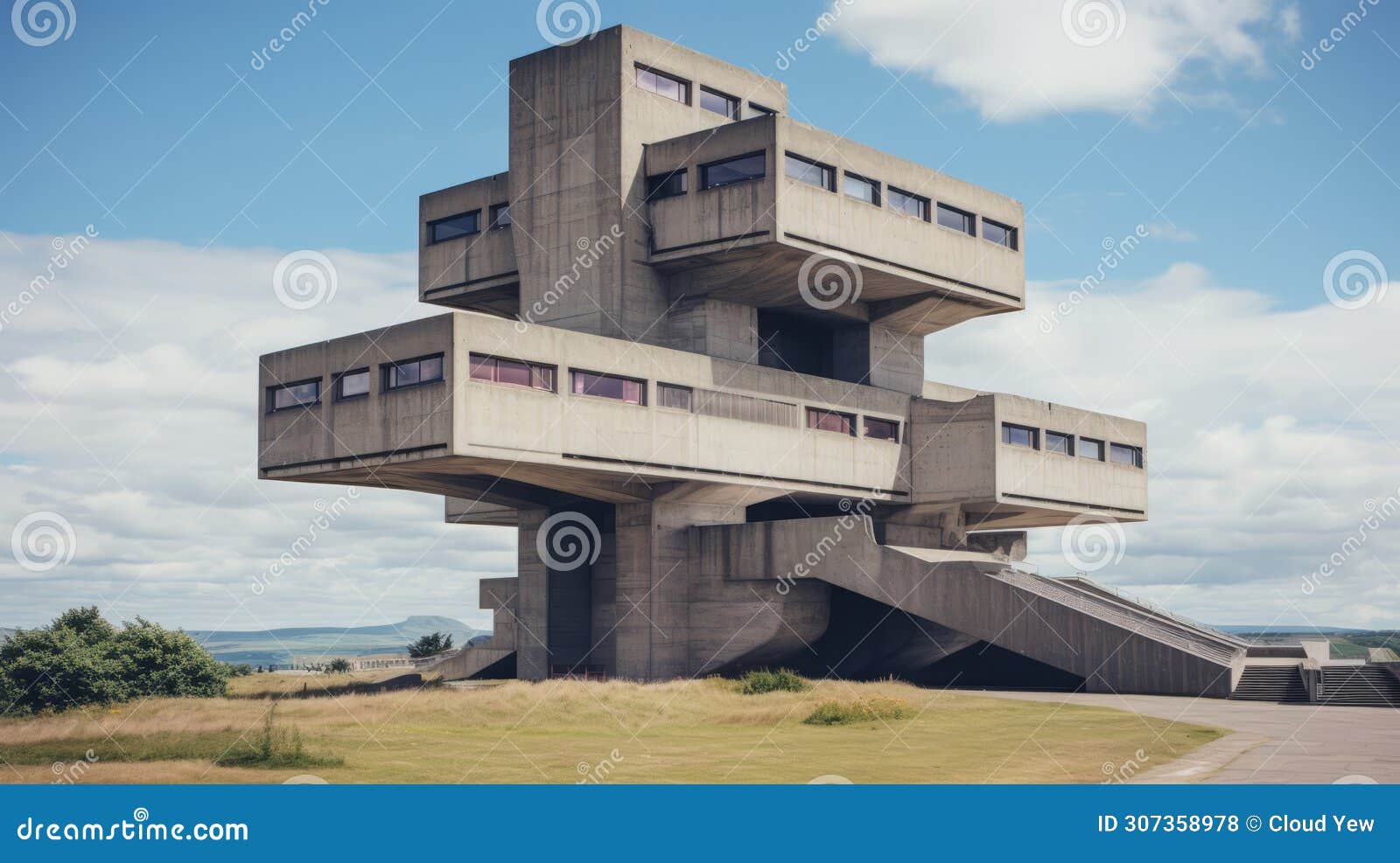 A Monolithic Brutalist Structure Rising Against a Clear Sky Stock ... A Monolithic Brutalist Structure Rising Against a Clear Sky Stock ...