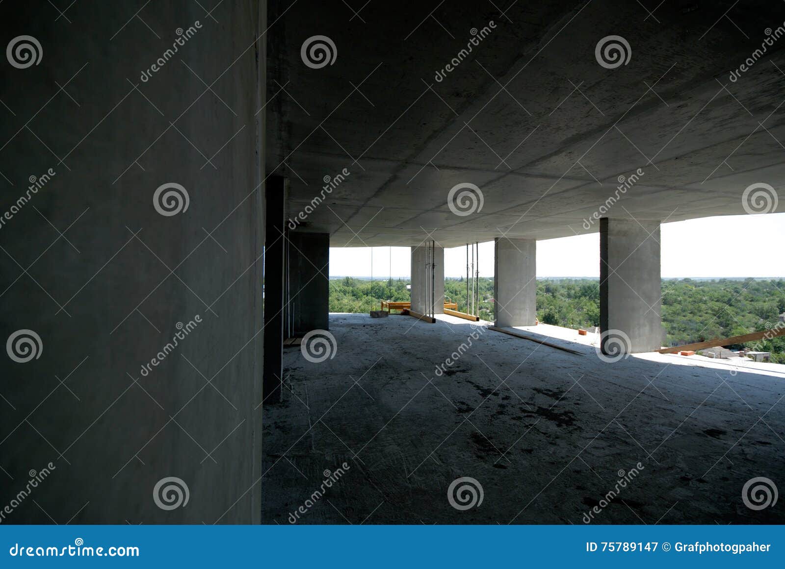 Monolithic Frame Construction Of The Building. Solid Walls Of Concrete ...
