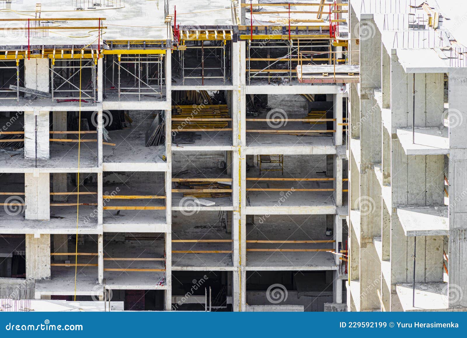 Monolithic Frame Construction of the Building. Solid Walls of Concrete ...