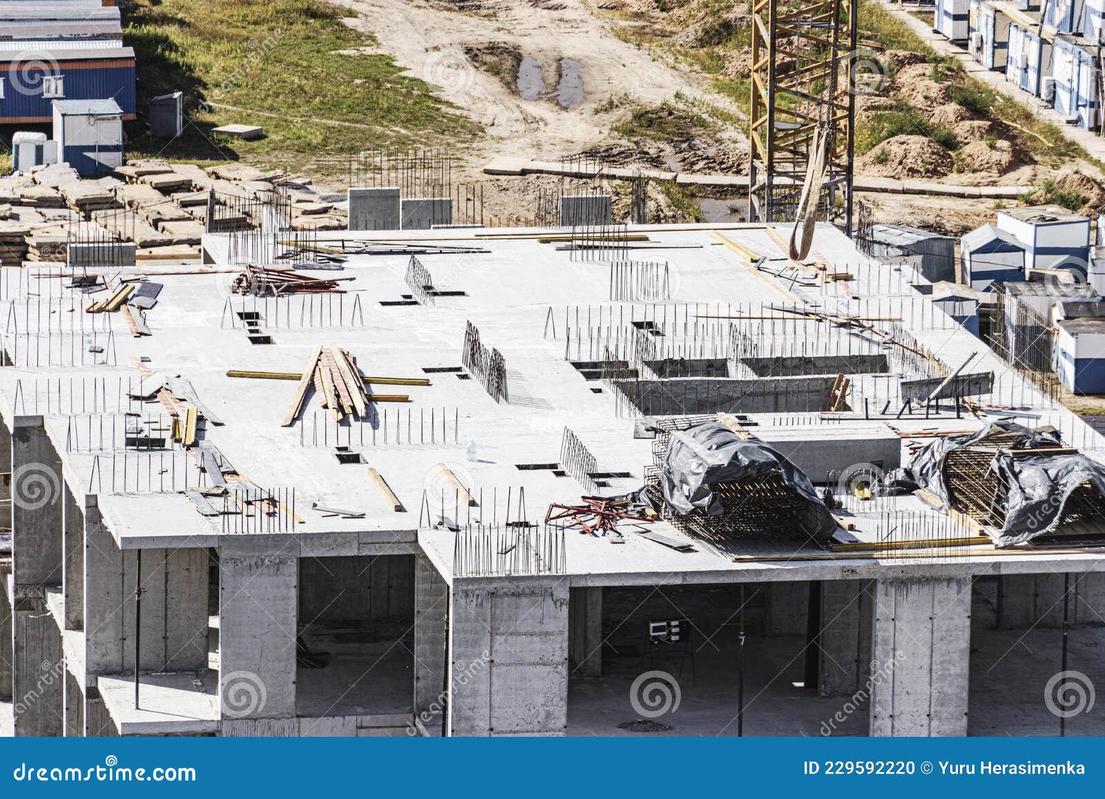 Monolithic Frame Construction of the Building. Solid Walls of Concrete ...