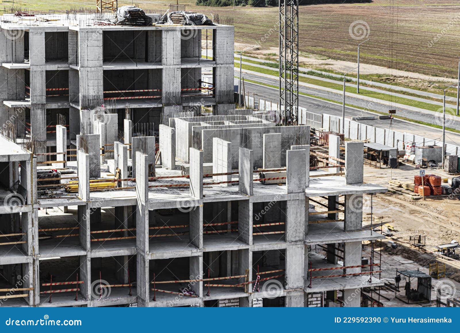 Monolithic Frame Construction of the Building. Solid Walls of Concrete ...