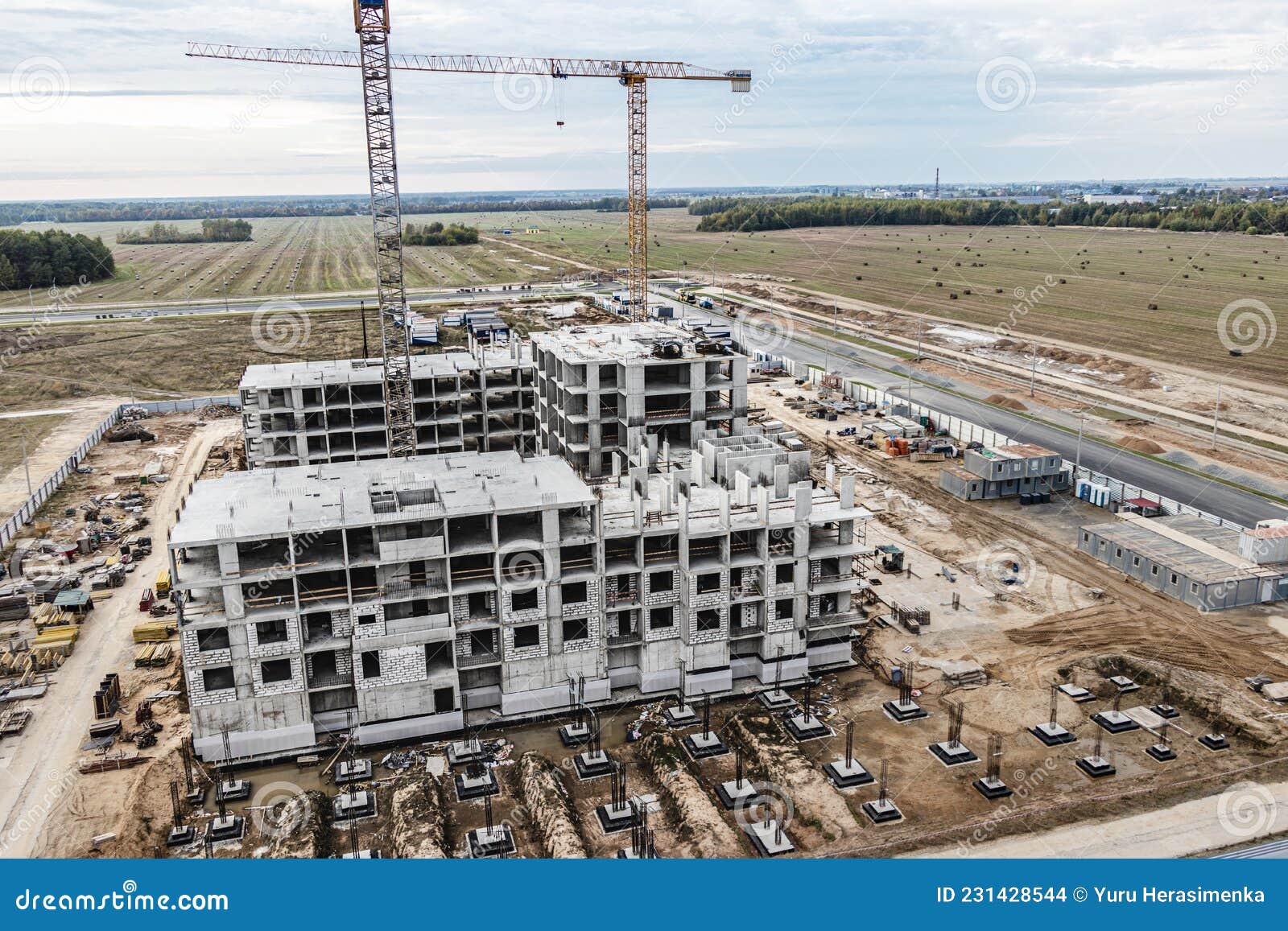 Monolithic Frame Construction of the Building. Solid Walls of Concrete ...