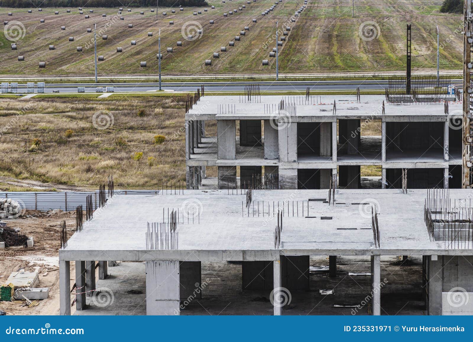 Monolithic Frame Construction of the Building. Solid Walls of Concrete ...