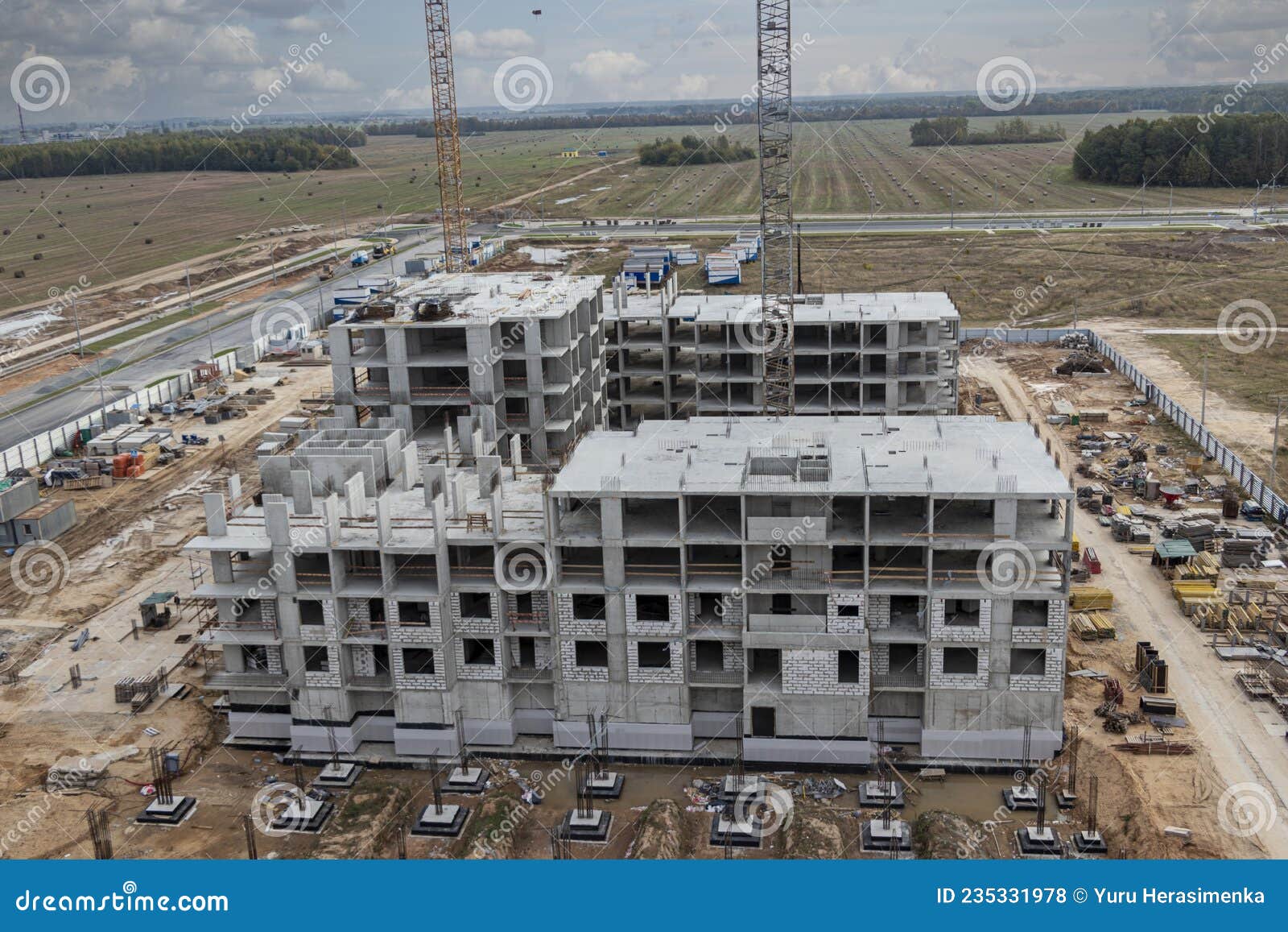 Monolithic Frame Construction of the Building. Solid Walls of Concrete ...