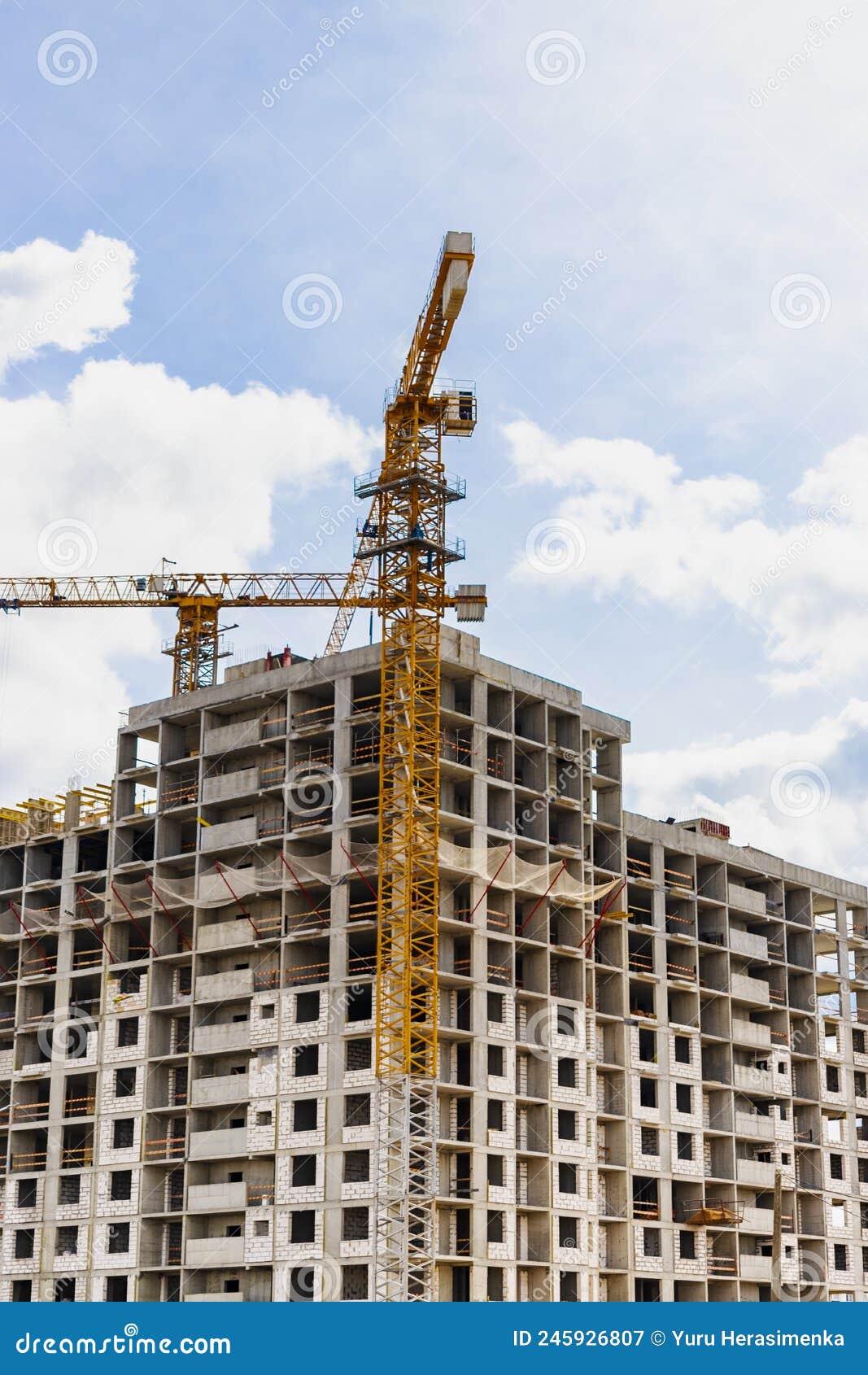Monolithic Frame Construction of the Building. Solid Walls of Concrete ...