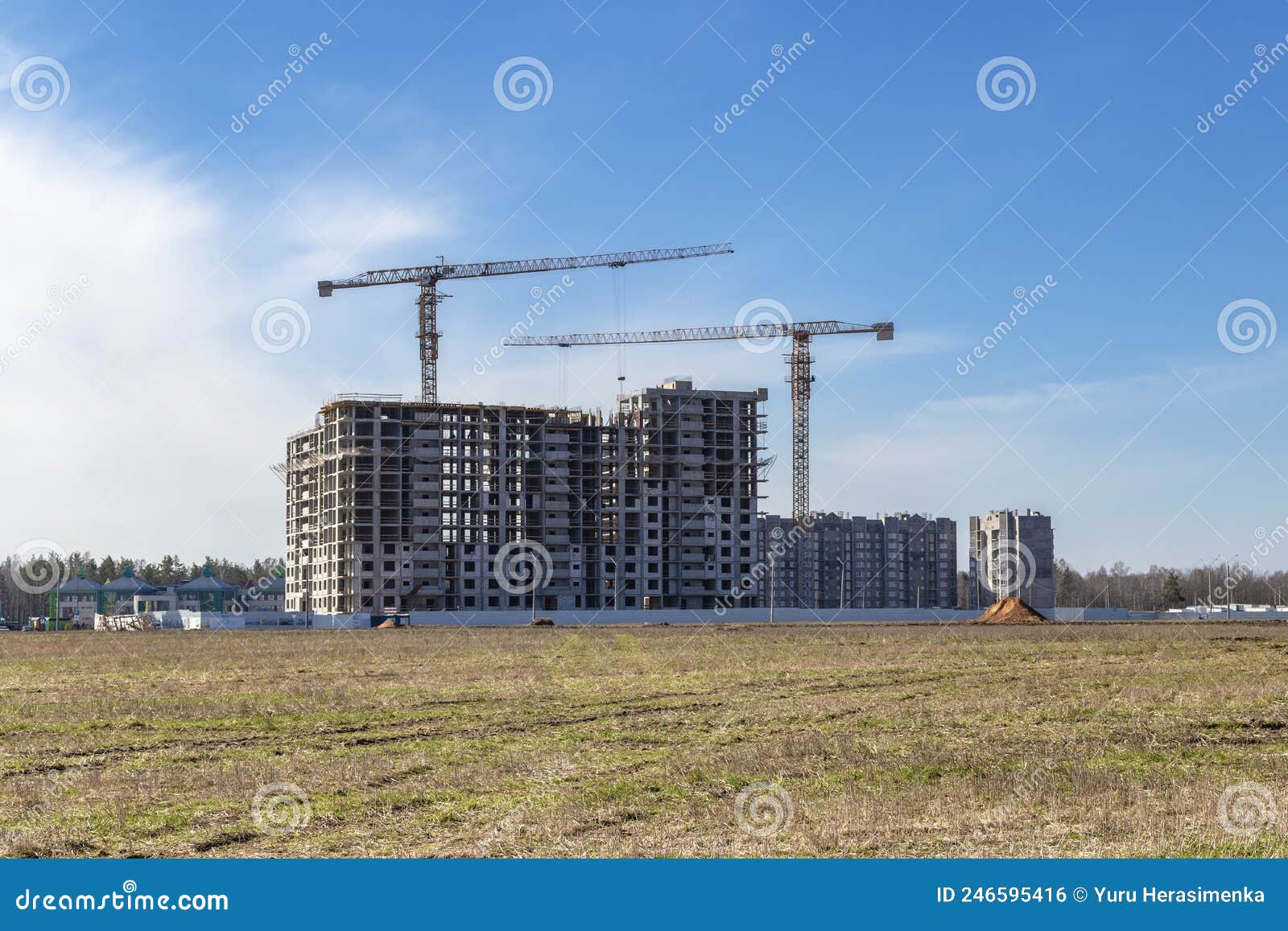 Monolithic Frame Construction of the Building. Solid Walls of Concrete ...
