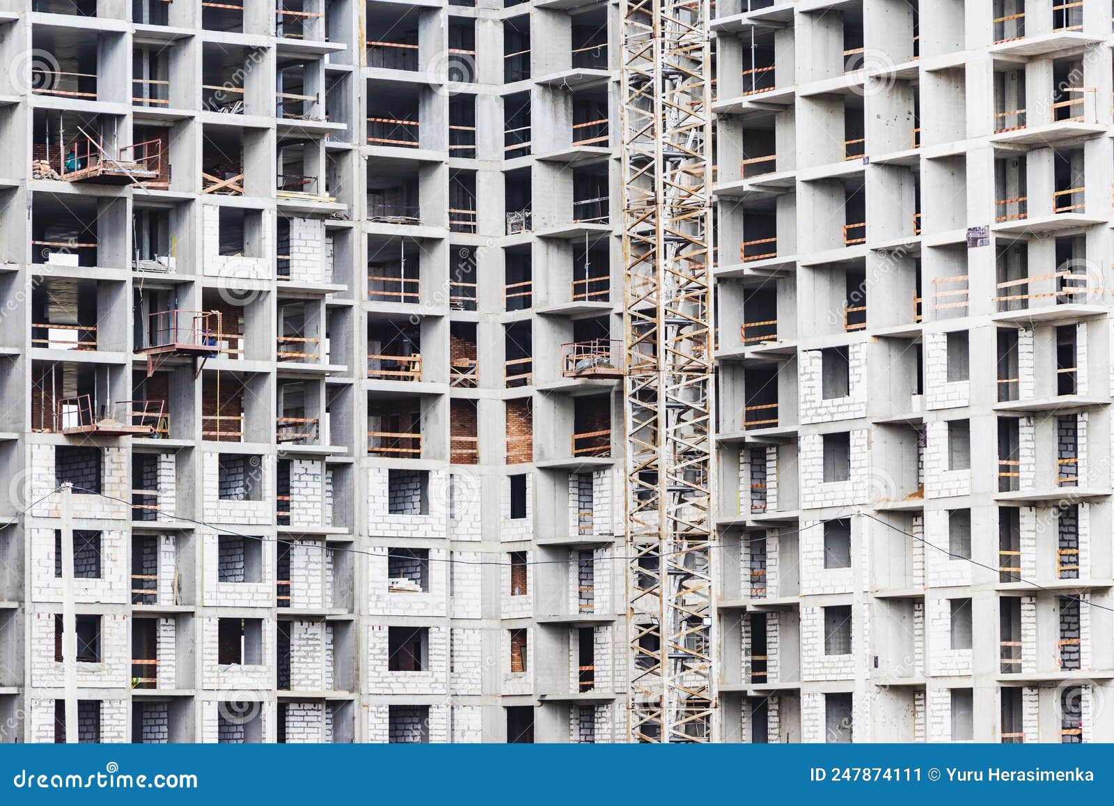 Monolithic Frame Construction of the Building. Solid Walls of Concrete ...
