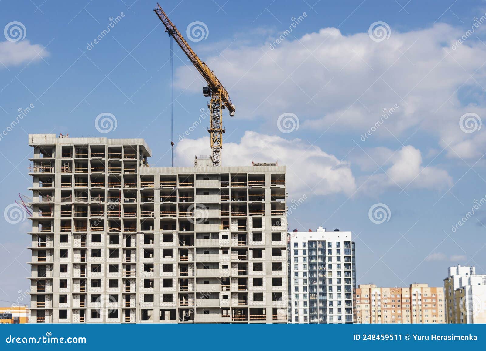 Monolithic Frame Construction of the Building. Solid Walls of Concrete ...