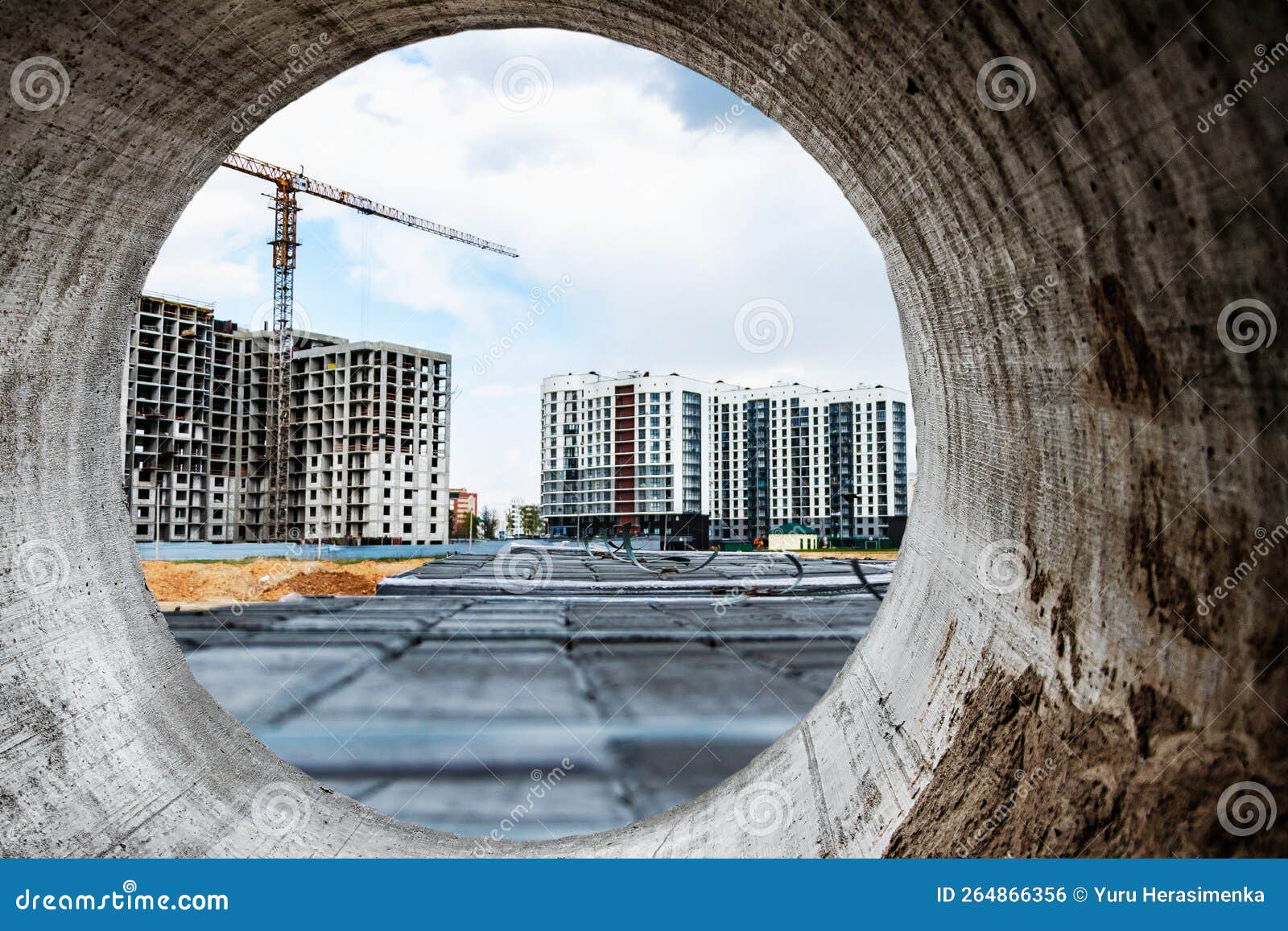 Monolithic Frame Construction of the Building. Solid Walls of Concrete ...