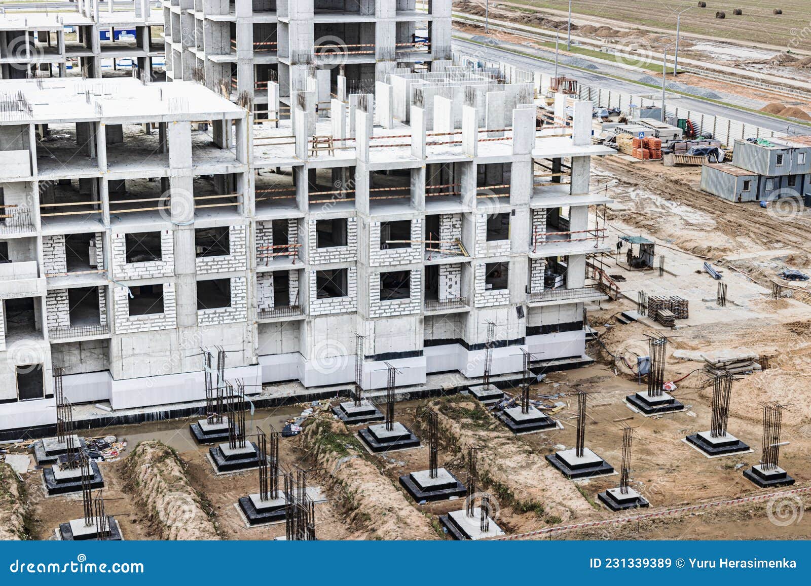 Monolithic Frame Construction of the Building. Solid Walls of Concrete ...