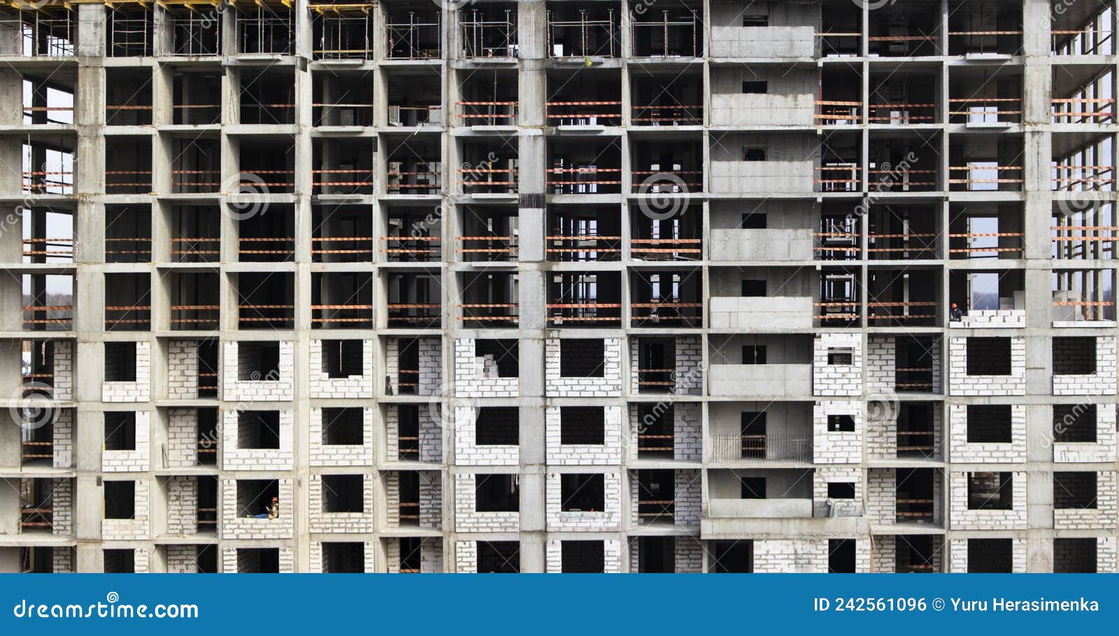 Monolithic Frame Construction of the Building. Solid Walls of Concrete ...