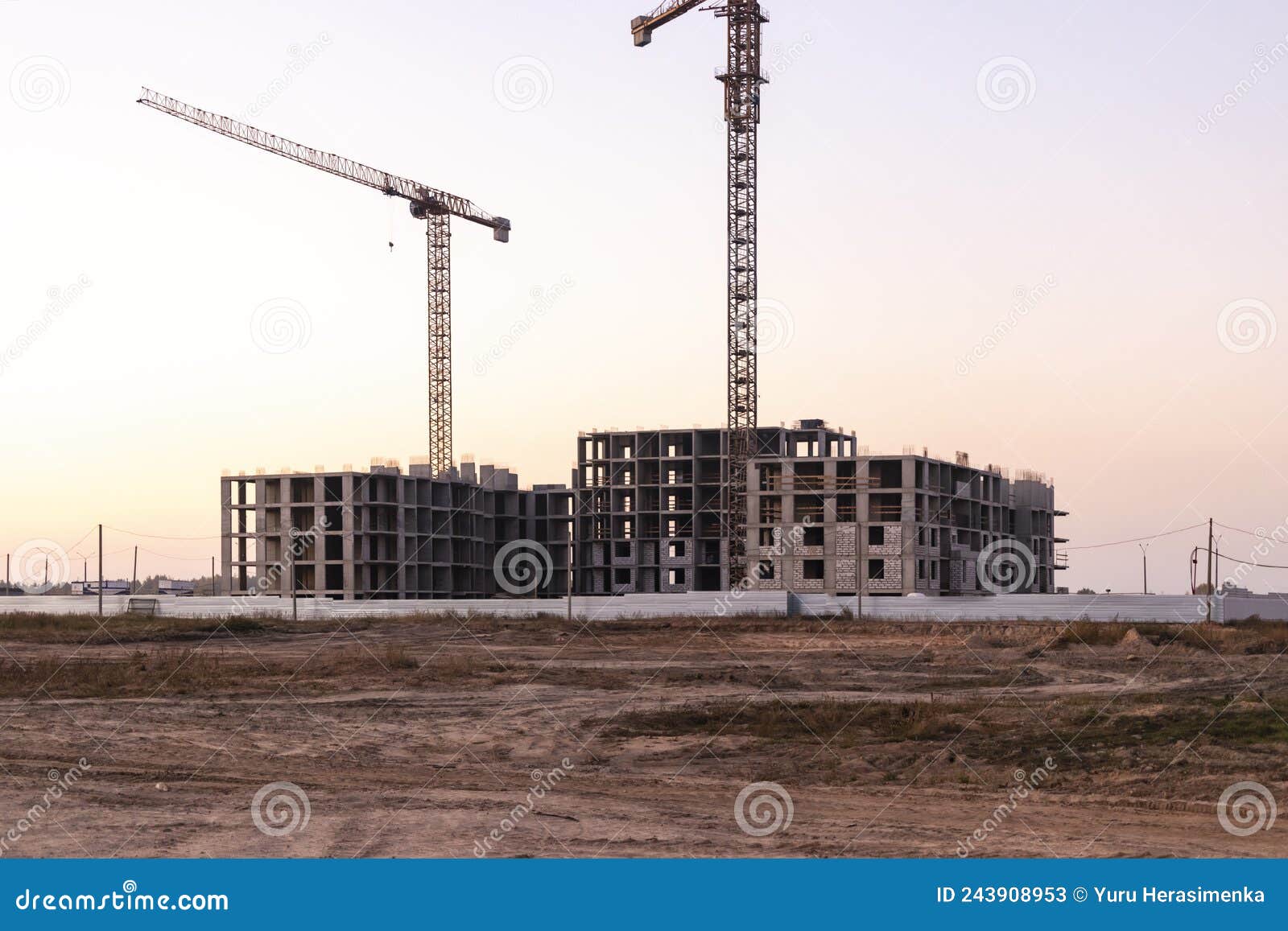 Monolithic Frame Construction of the Building. Solid Walls of Concrete ...