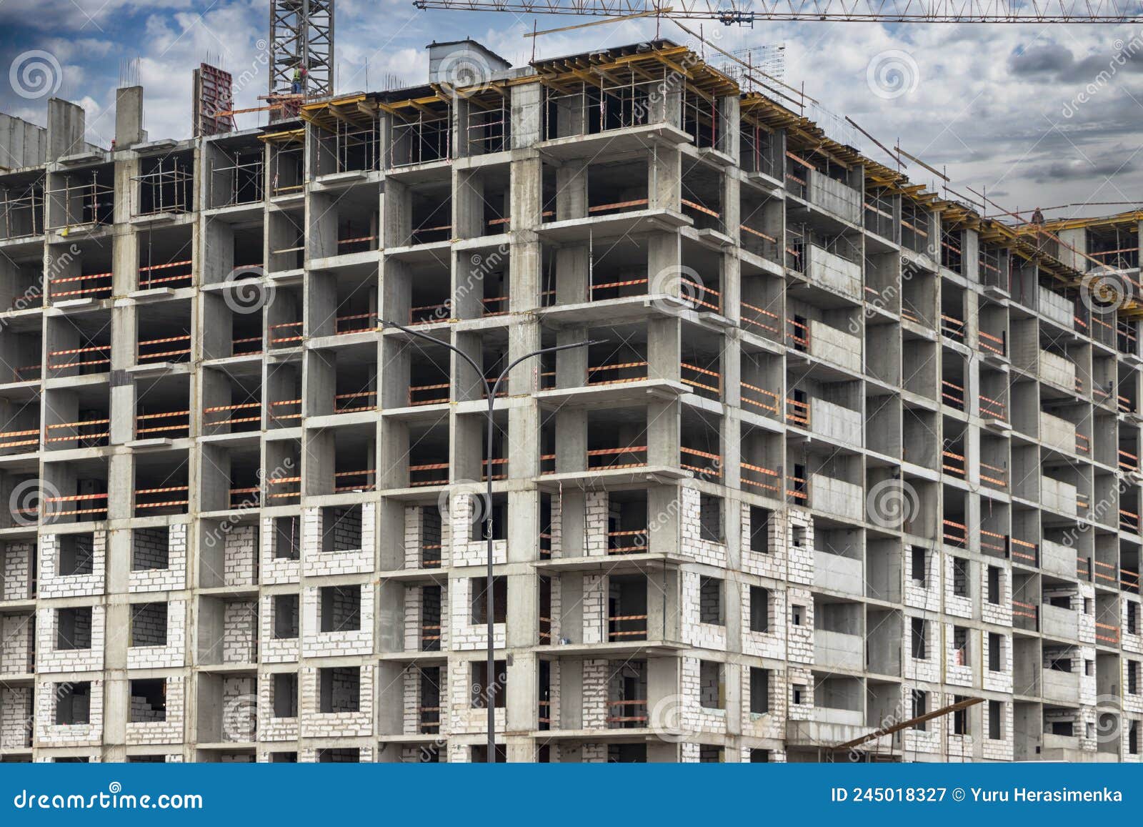 Monolithic Frame Construction of the Building. Solid Walls of Concrete ...