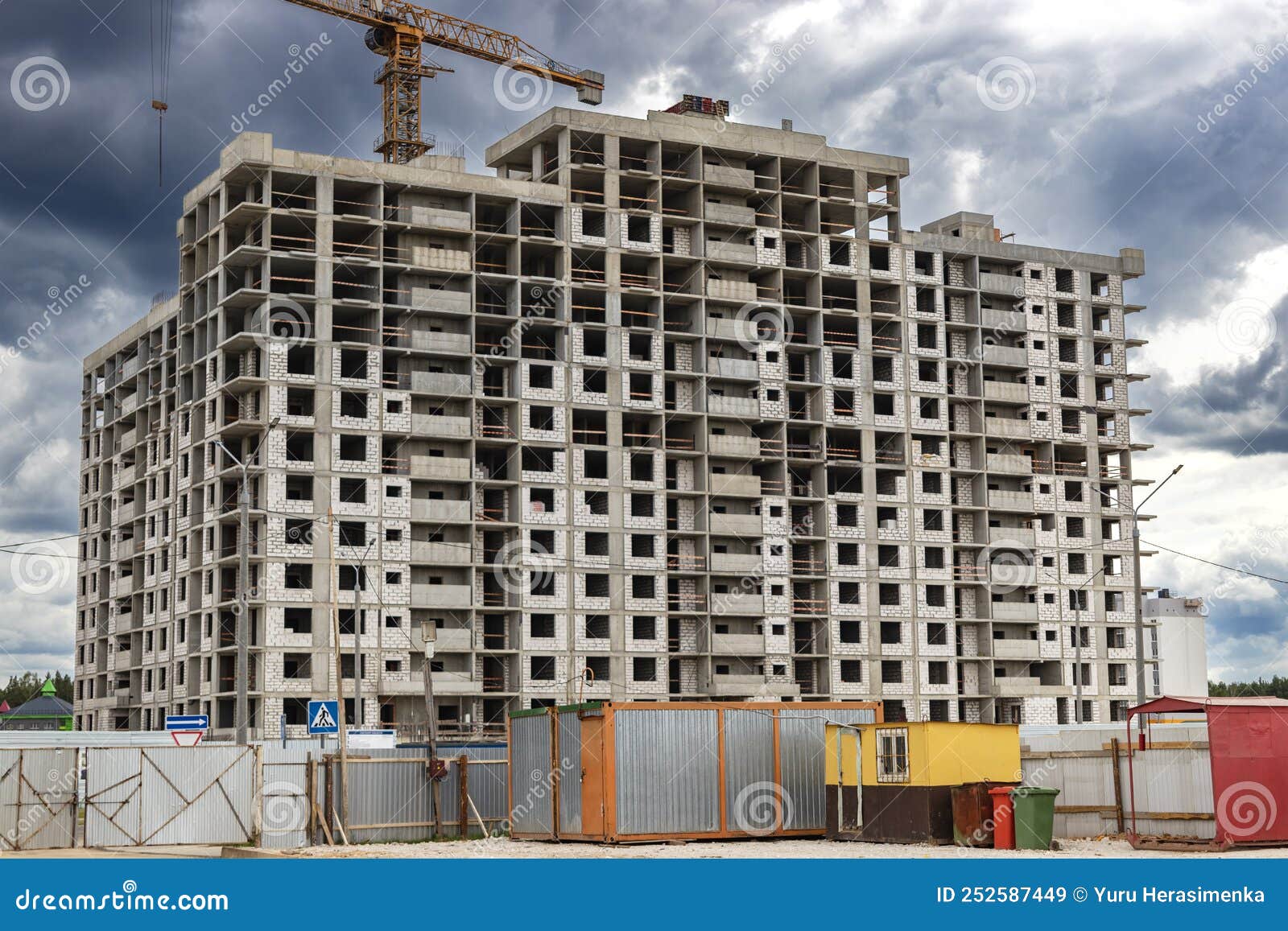 Monolithic Frame Construction of the Building. Solid Walls of Concrete ...