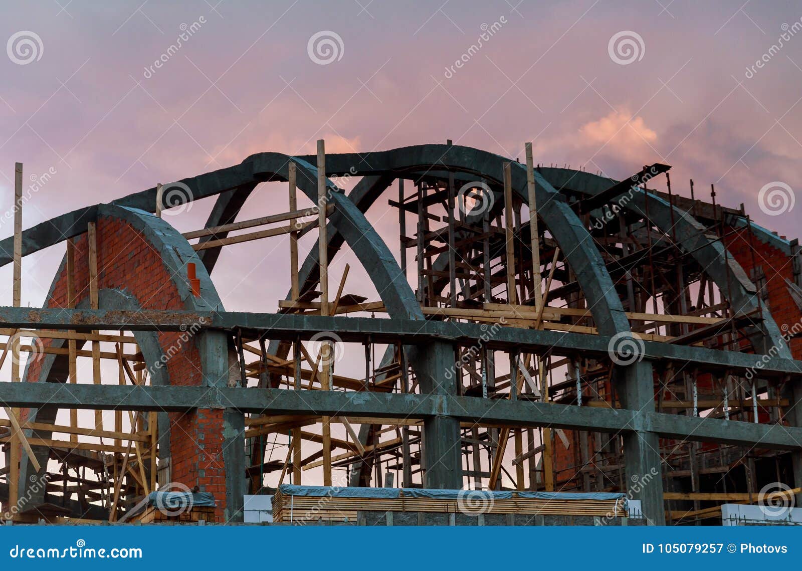 Monolithic Frame Construction of the Building. Solid Walls of Concrete ...