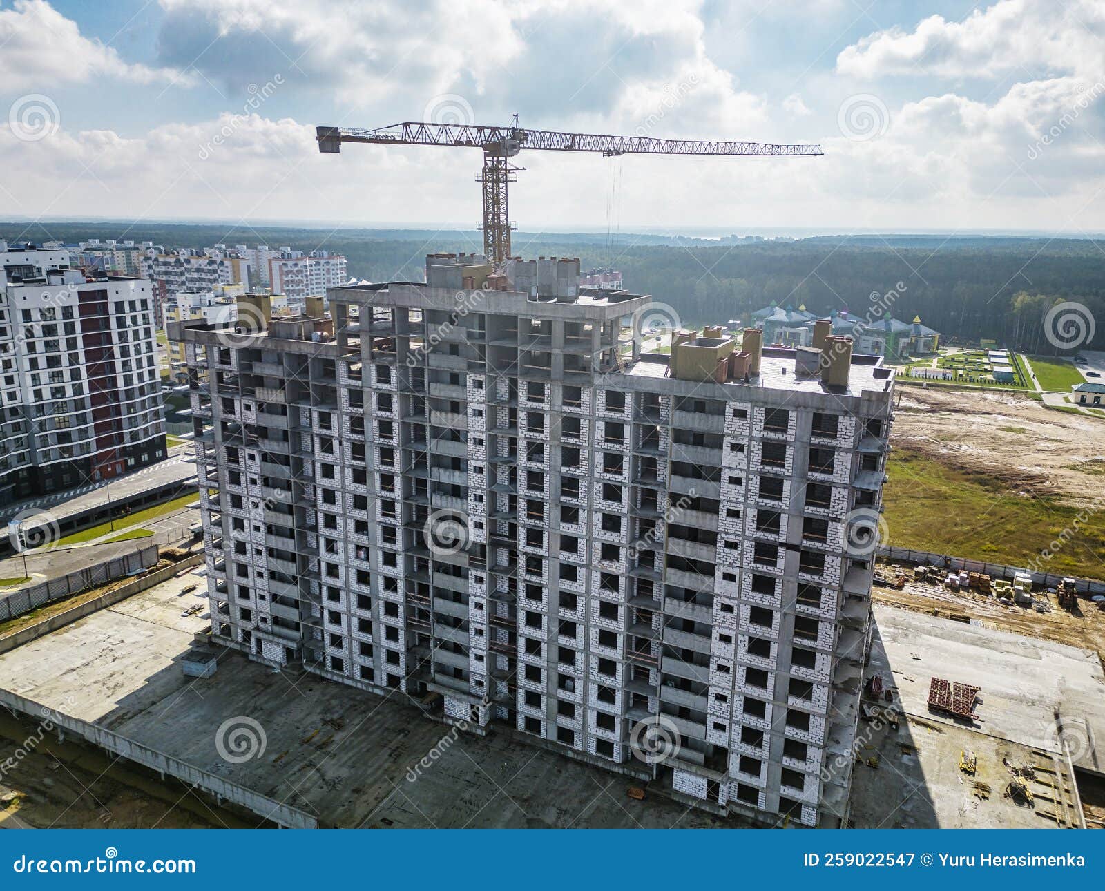 Monolithic Frame Construction of the Building. Solid Walls of Concrete ...