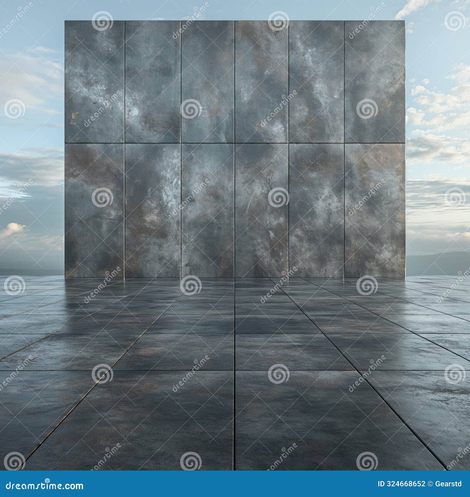 Monolithic Metallic Cube Structure in Open Space Stock Photo - Image of ...