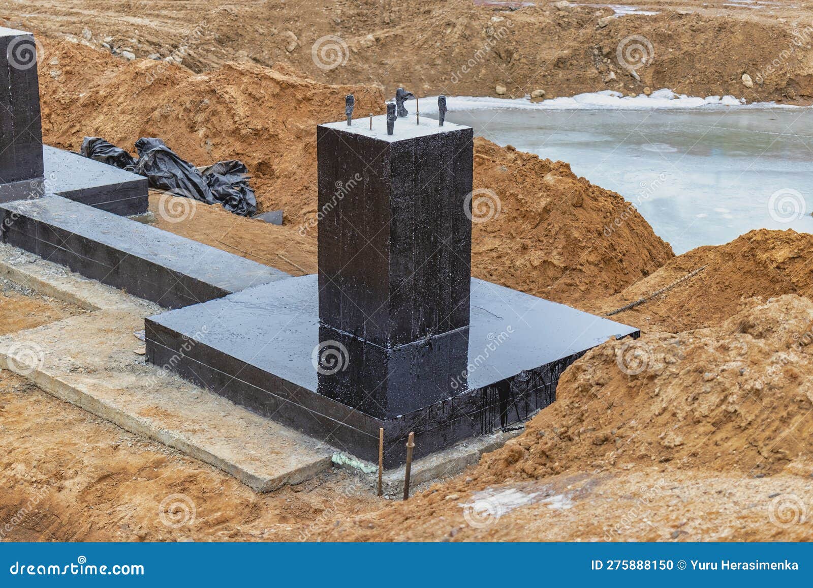 Monolithic Reinforced Concrete Foundation Waterproofed with Bituminous ...