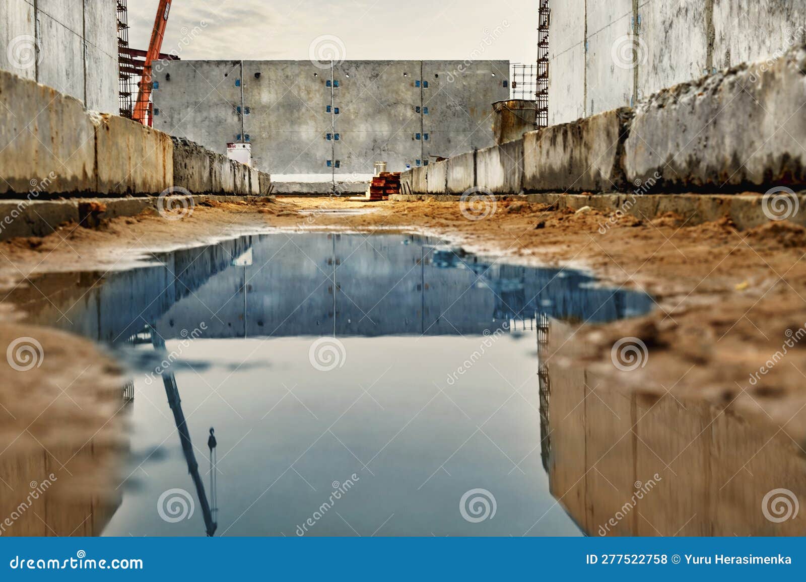 Monolithic Reinforced Concrete Work at the Construction Site. Boards ...