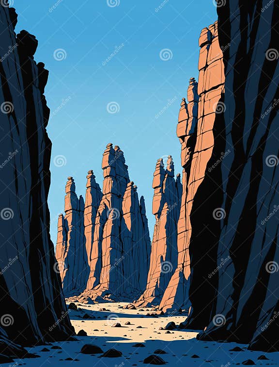 Monolithic Rock Formations with Imposing Structures and Sharp Shadows ...