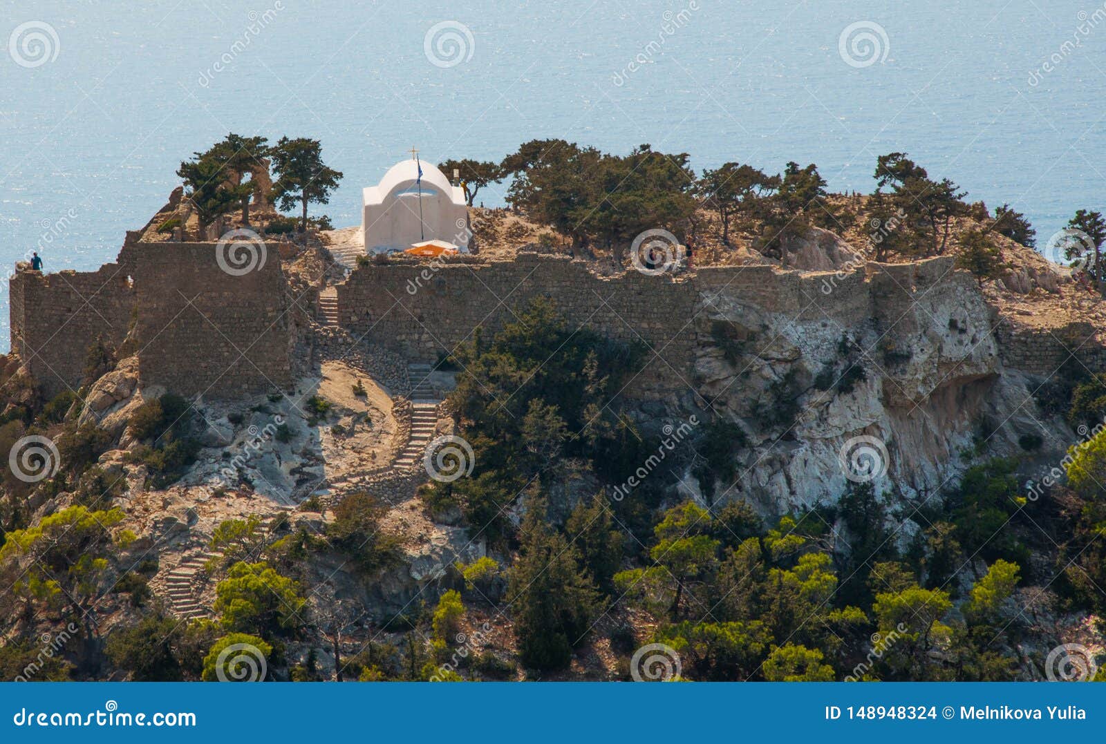 Rhodes, Greece - August 10, 2018: Monolithos Castle on the Island of ...