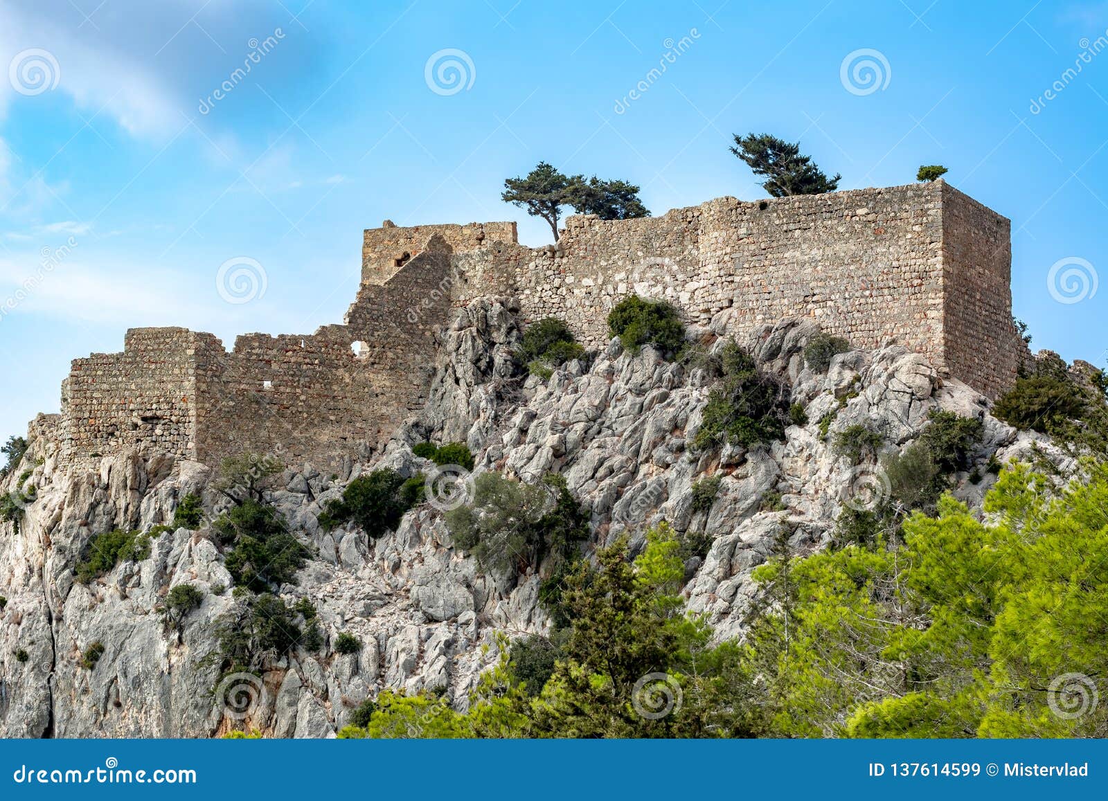Monolithos Castle, Rhodes Island, Greece Stock Image - Image of ...