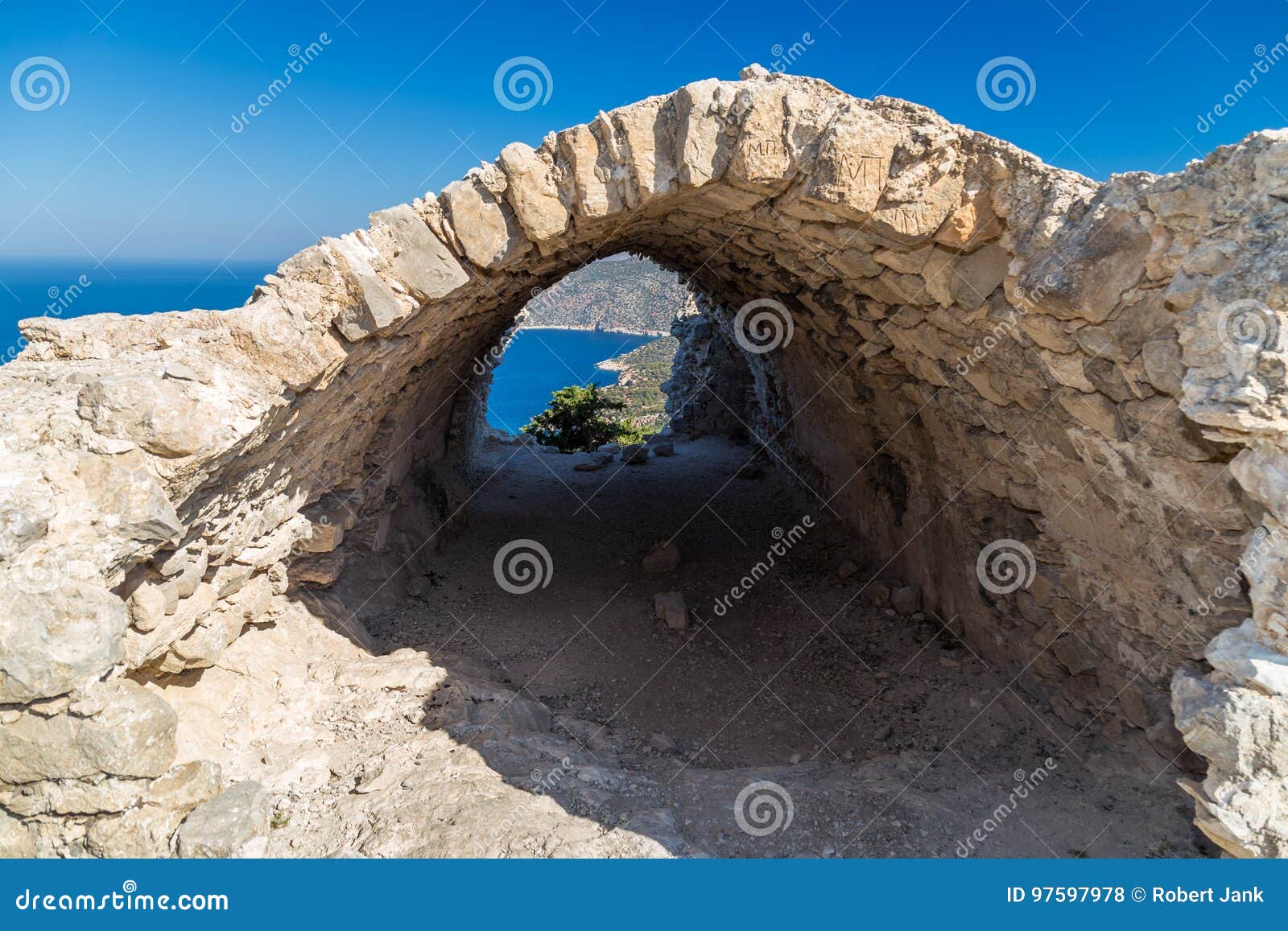 Monolithos, Rhodes stock photo. Image of building, ruin - 97597978