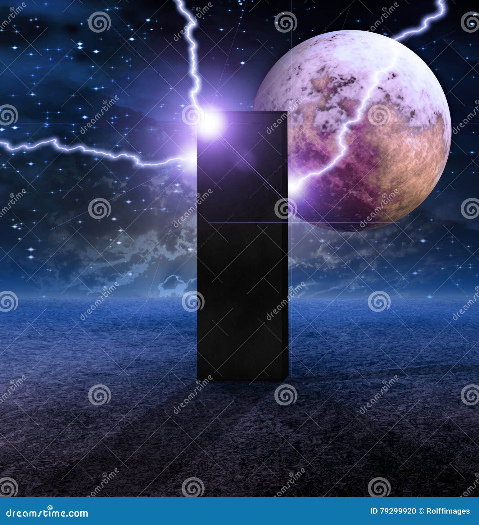 Monolito En El Planeta Sin Vida Stock de ilustración - Ilustración de ...