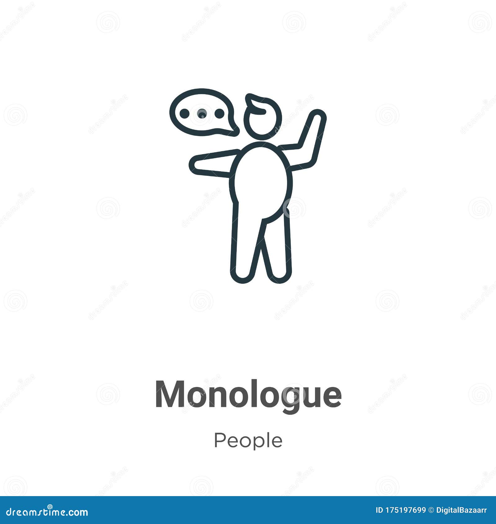 Monologue Outline Vector Icon. Thin Line Black Monologue Icon, Flat Vector Simple Element ...
