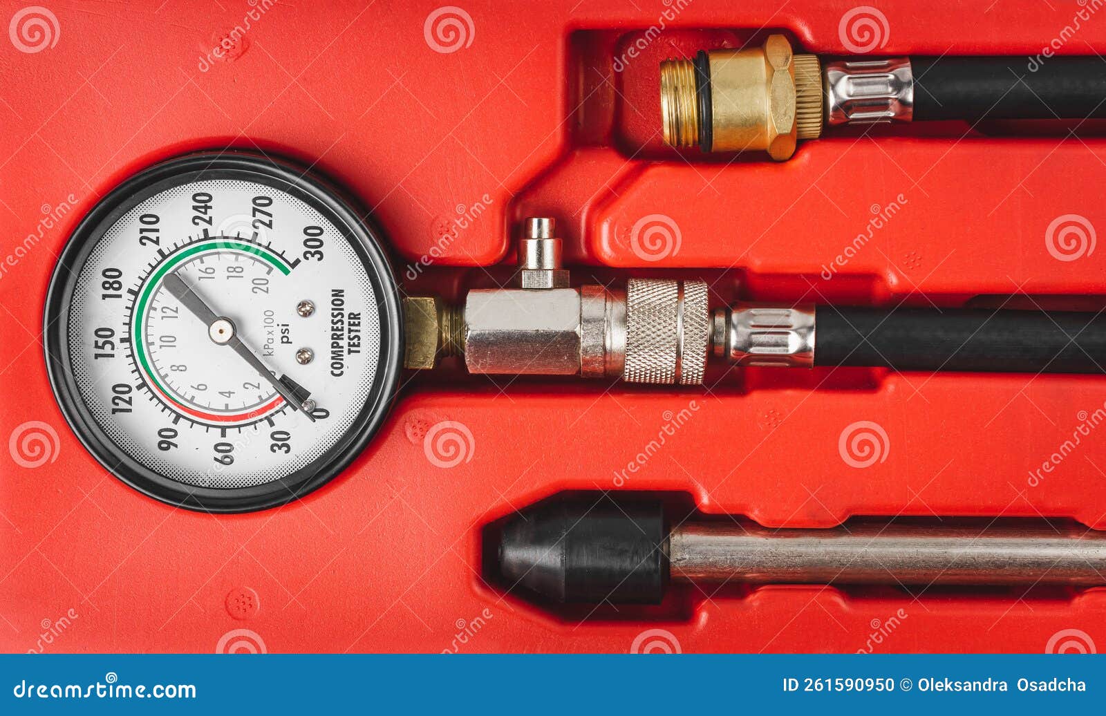 Engine Compression Tester Isolated On White Background. Set For Testing ...