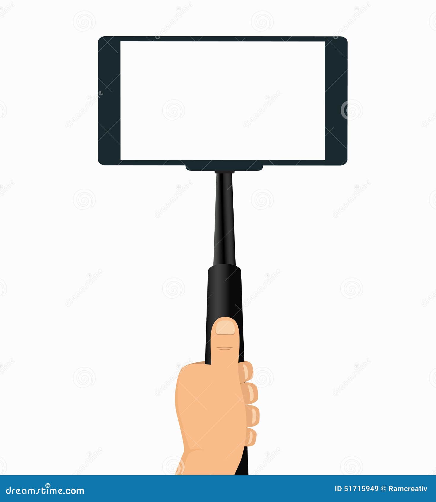 Monopod in Hand Taking Selfie on a Mobile Phone Stock Vector ...