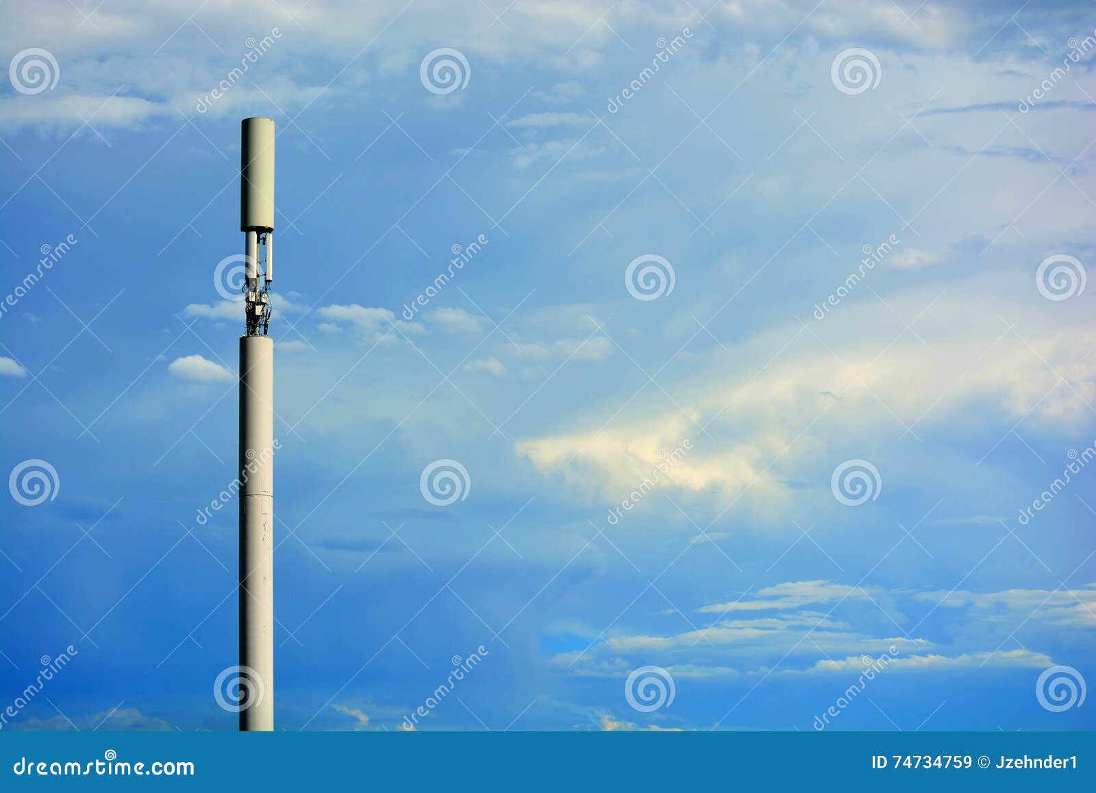 Monopole Disguised Cell Tower Against Blue Skies Stock Image - Image of ...