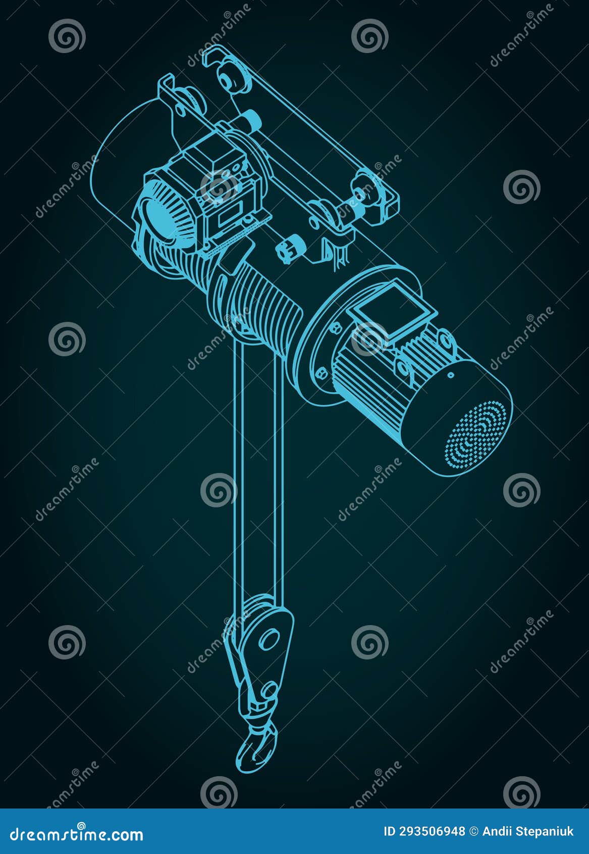 Monorail Hoist Isometric Blueprint Stock Vector - Illustration of ...