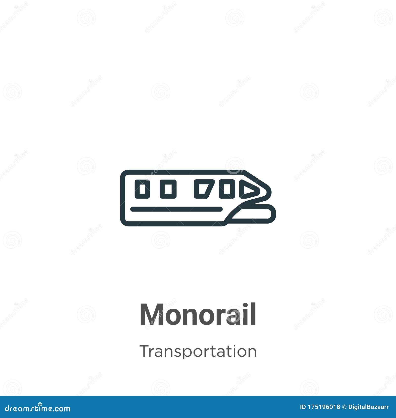 Monorail Outline Vector Icon. Thin Line Black Monorail Icon, Flat ...