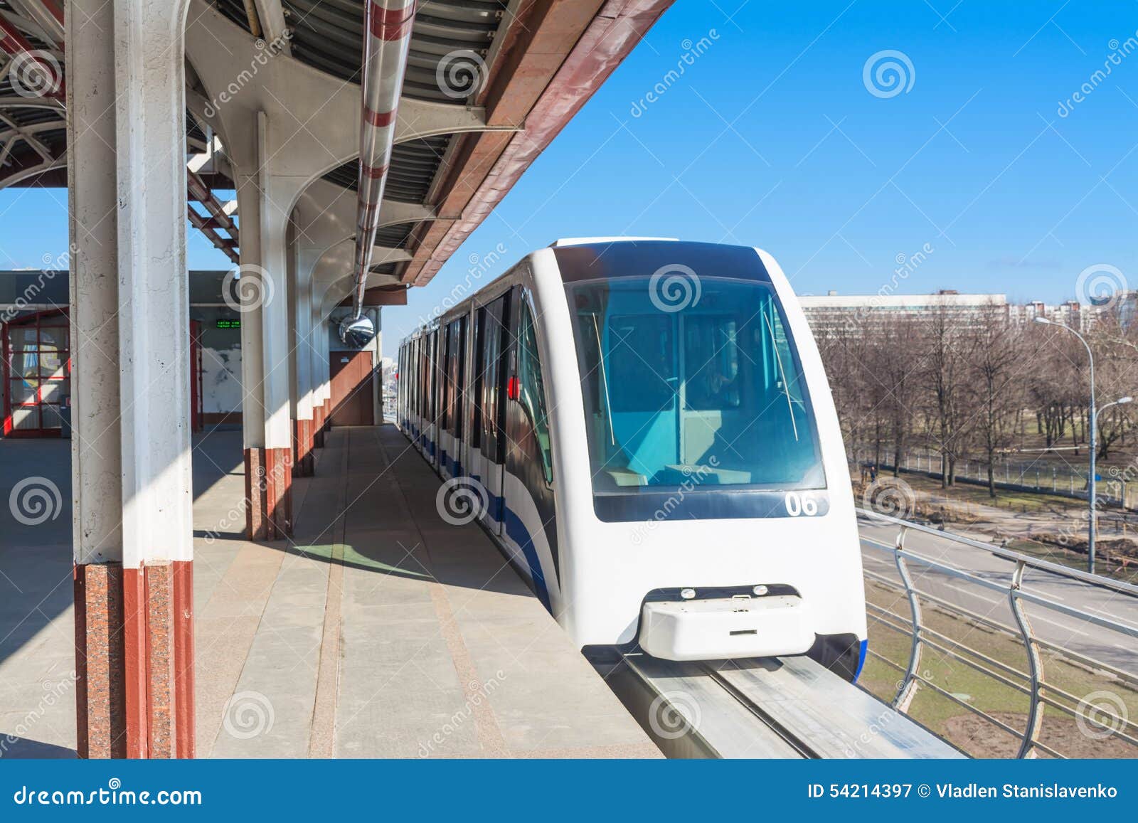 Monorail With Building Silhouette Background Vector Illustration ...